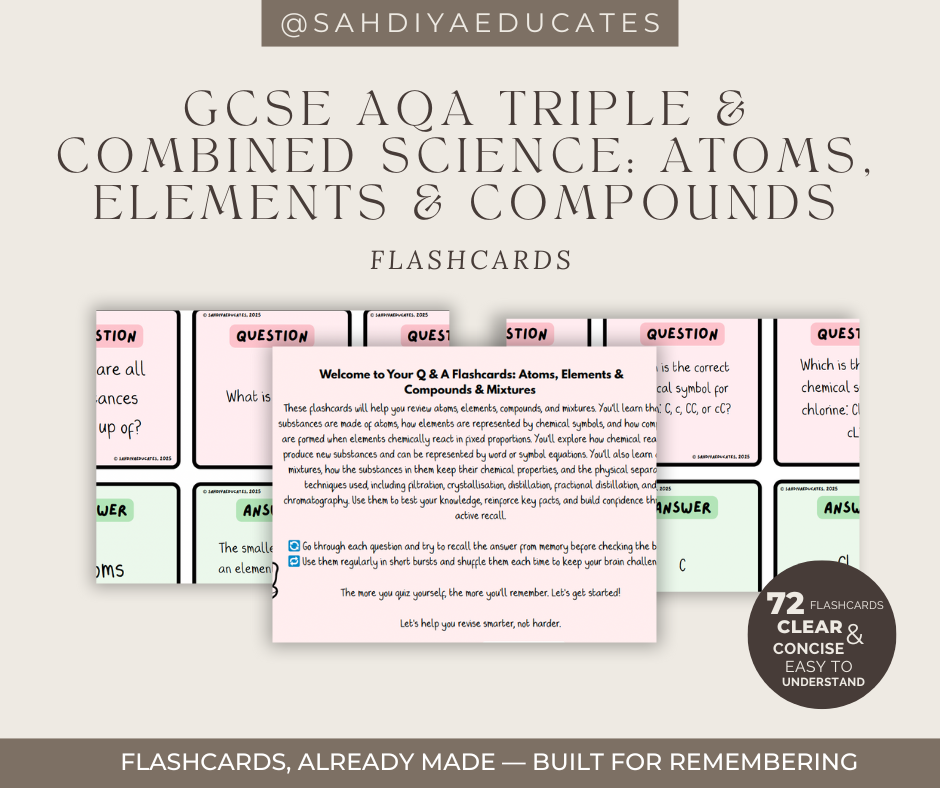 Digital File- Flashcards AQA GCSE Combined & Triple Science: Atoms, El ...