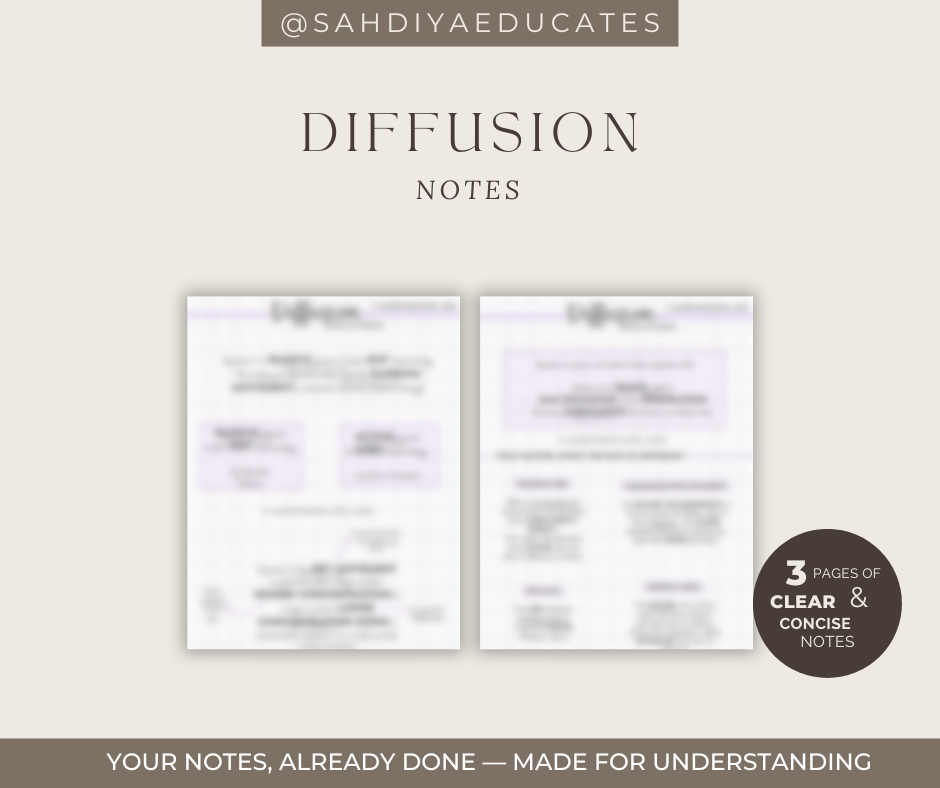 Digital file: Notes- Year 7 & 8 Diffusion – Sahdiya Educates | Sews
